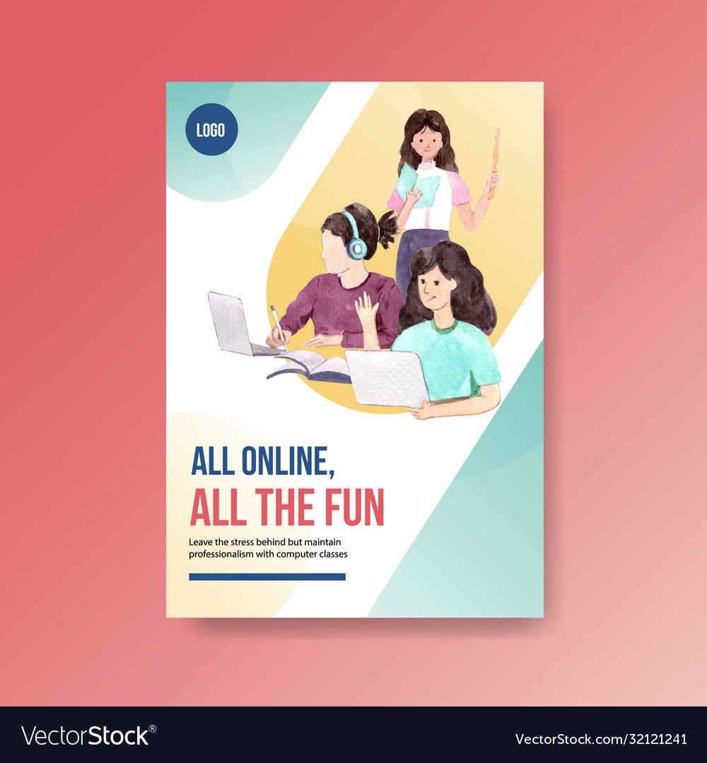 Online Education Poster Concept Design Royalty Free Vector