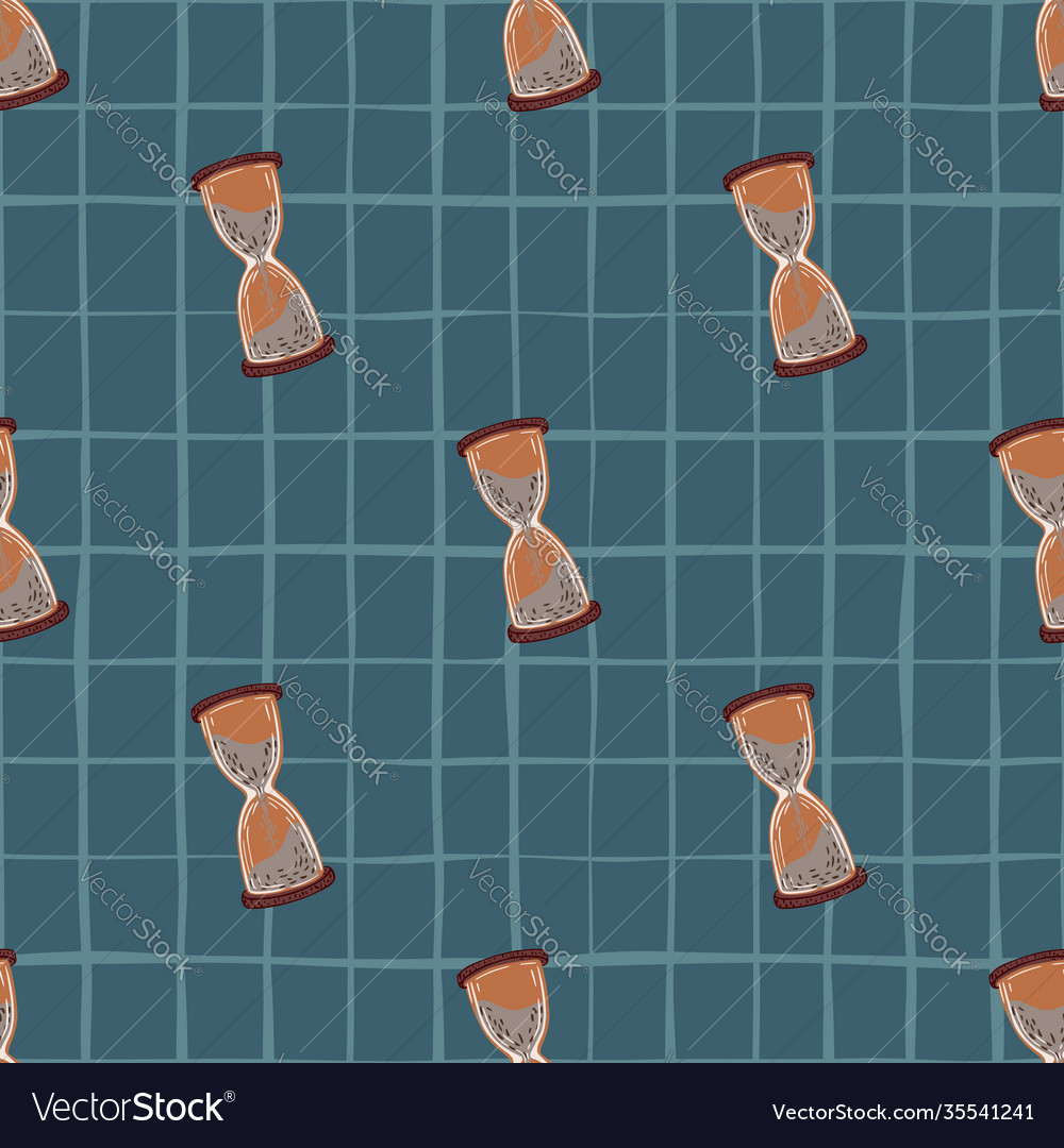 Retro seamless time pattern with hourglass Vector Image