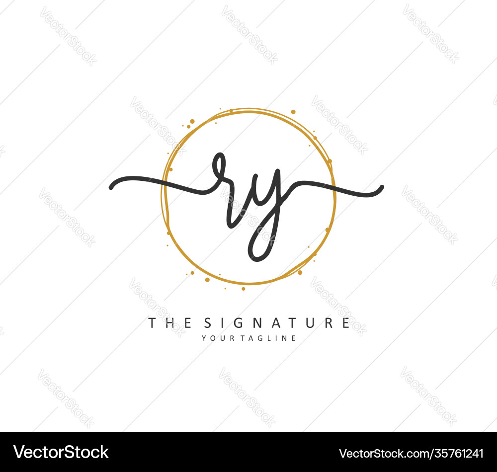 Ry initial letter handwriting and signature logo Vector Image