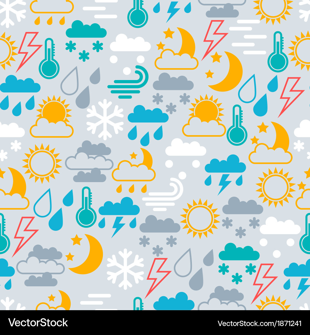 Seamless pattern of weather icons Royalty Free Vector Image