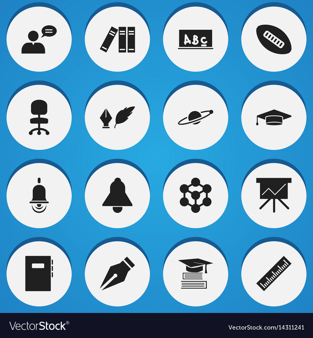 Set of 16 editable education icons includes Vector Image