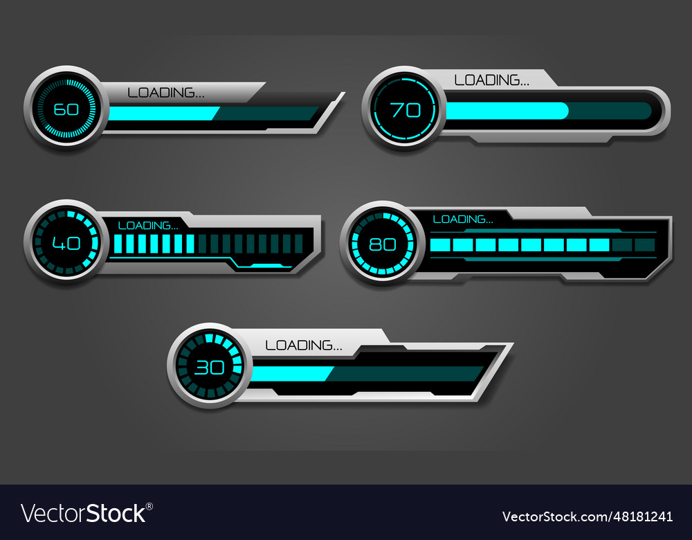 Set of hud modern loading progress bars user Vector Image