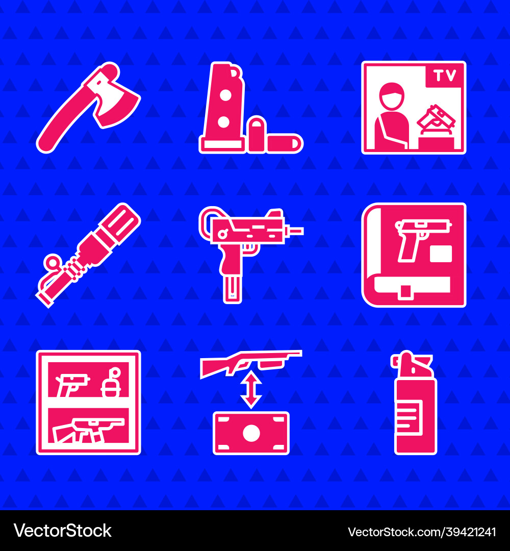 Set uzi submachine gun buying assault rifle Vector Image