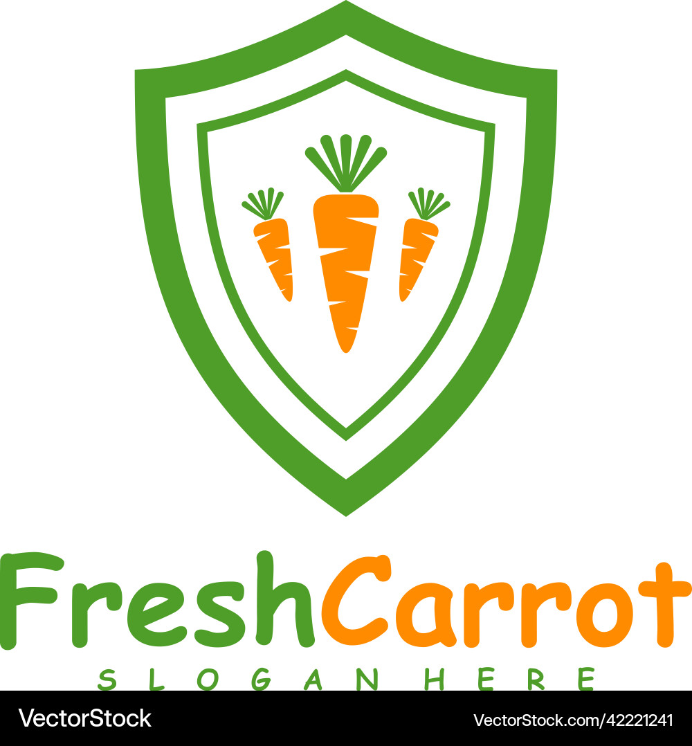 Shield carrot logo design creative carrot logo Vector Image