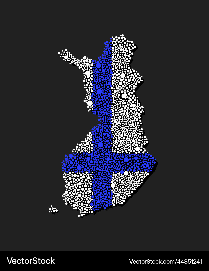 Silhouette map finland flag made color dots Vector Image
