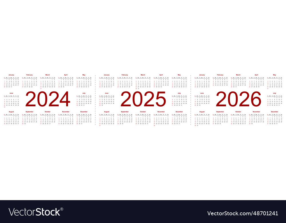 Simple editable calendars for year 2024 Royalty Free Vector