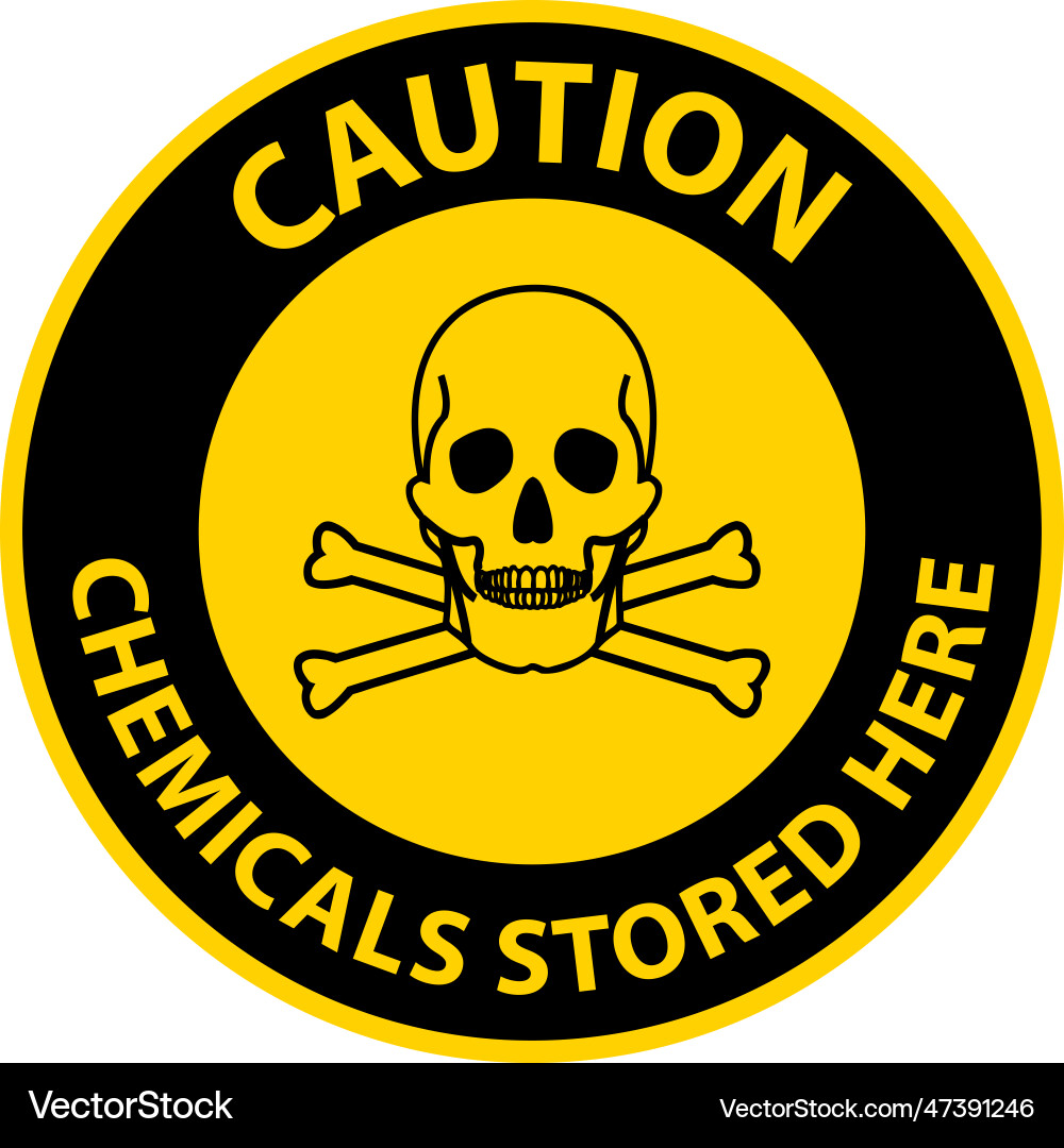 Caution chemicals stored here sign on white Vector Image