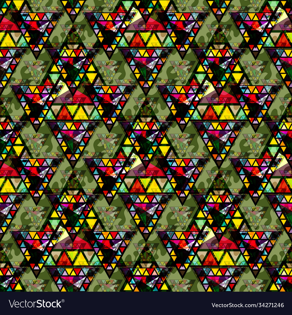 Color Abstract Ethnic Seamless Pattern Royalty Free Vector 