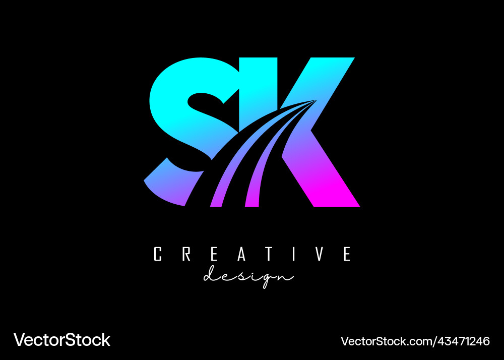 Creative colorful letters sk s k logo Royalty Free Vector