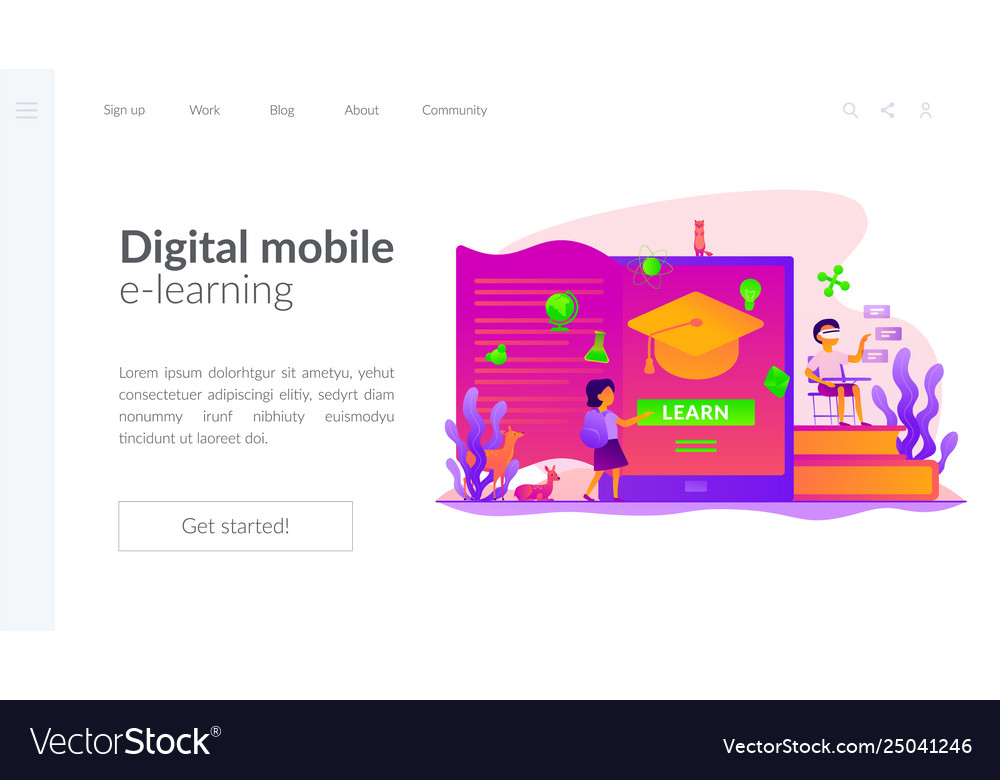 Digital learning landing page template Royalty Free Vector