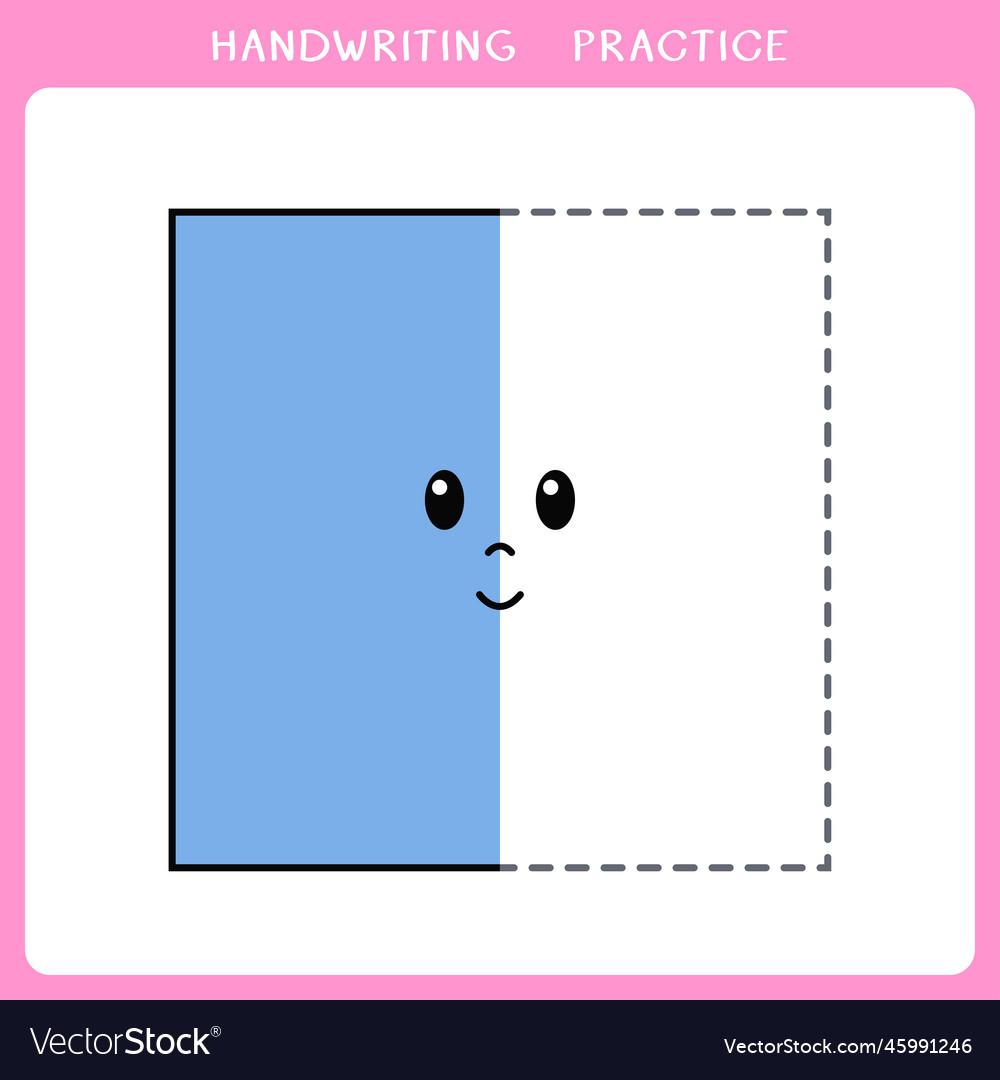 Handwriting practice worksheet with cute square Vector Image