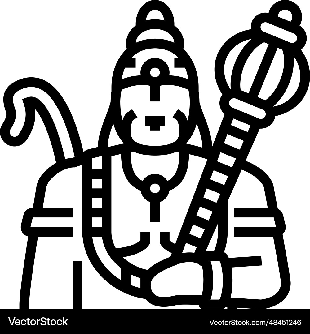 Hanuman god indian line icon Royalty Free Vector Image