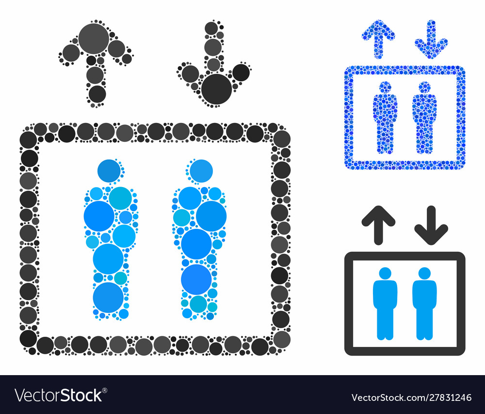 Human elevator composition icon circles Royalty Free Vector