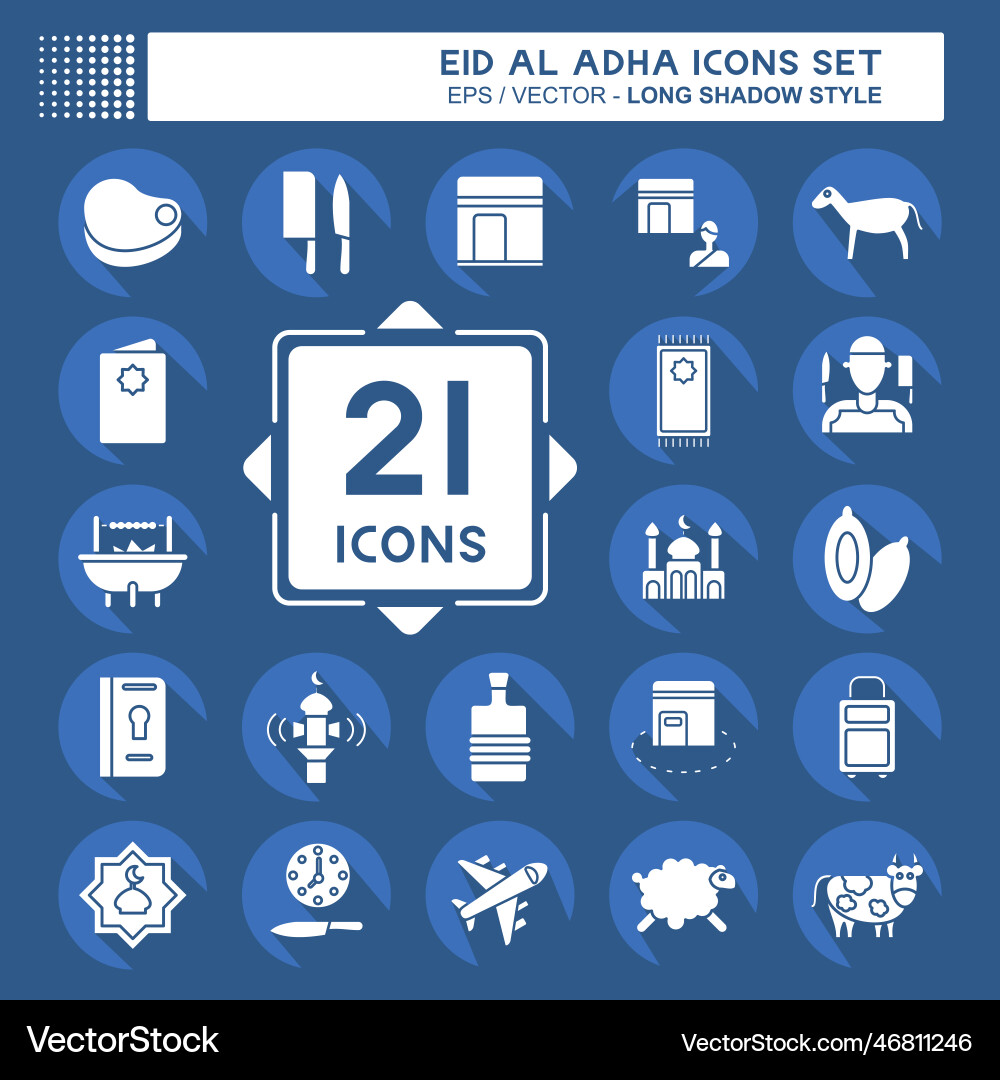 Icon set eid al adha related to islamic symbol Vector Image