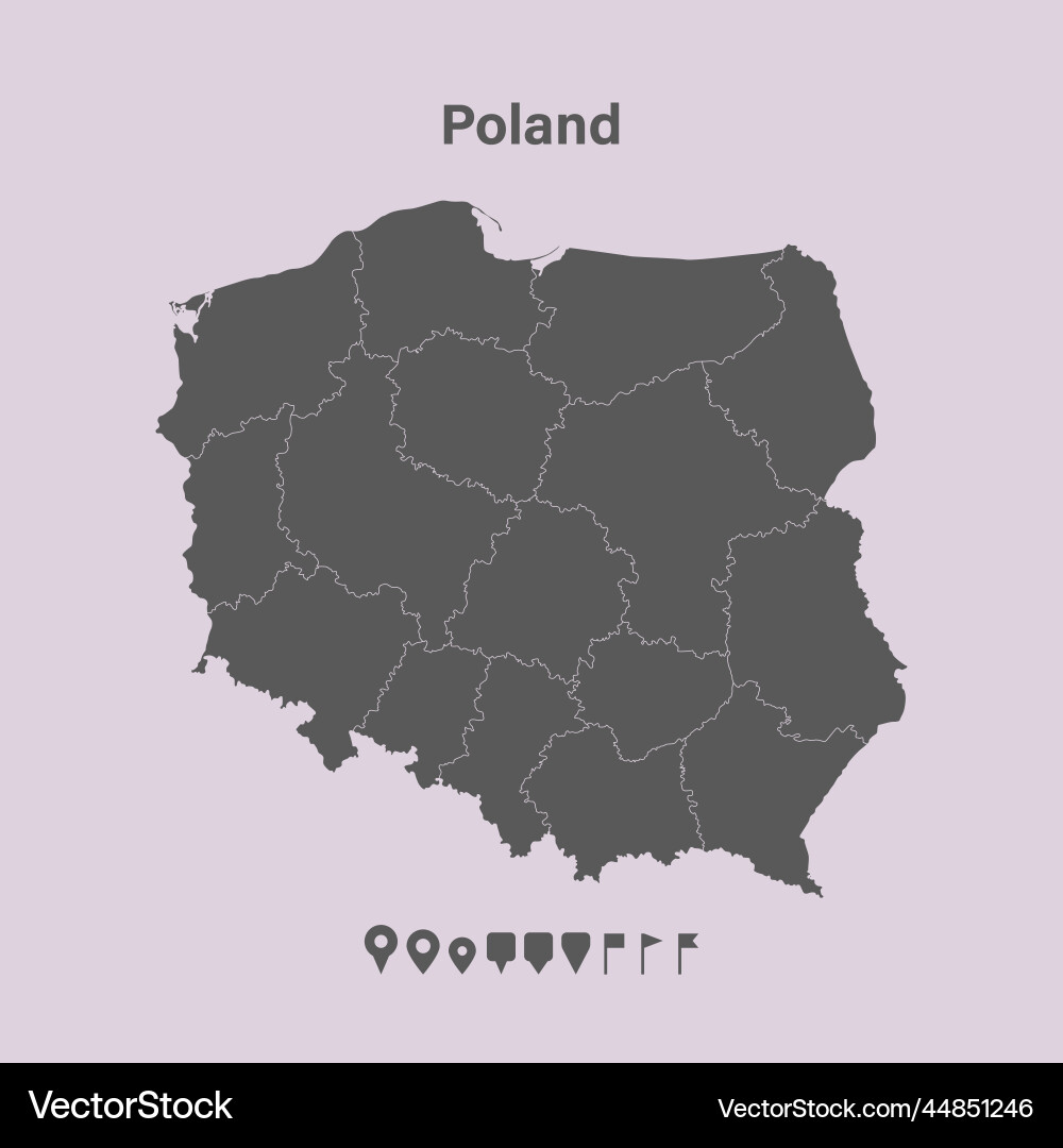 Map country poland divided on regions Royalty Free Vector
