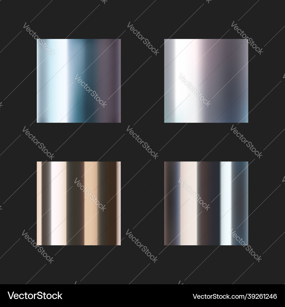 Realistic chrome metal templates set on black Vector Image