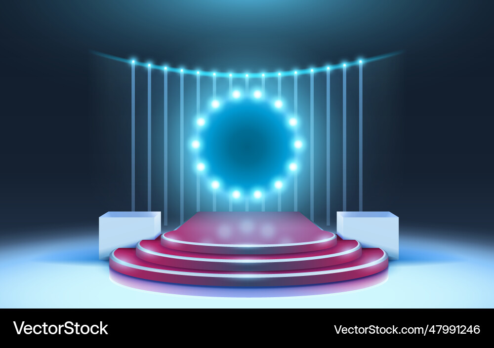 Red carpet podium room show platform scene Vector Image