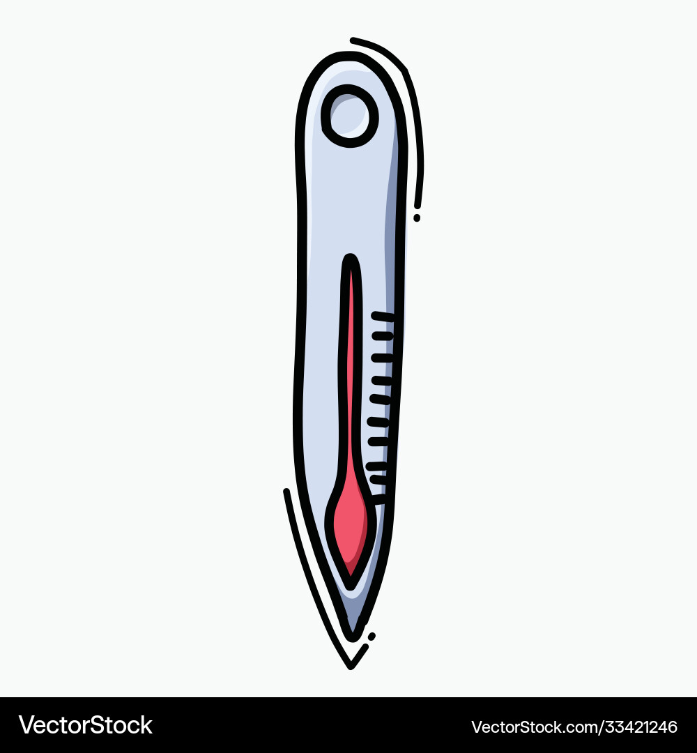 Thermometer doodle color icon drawing sketch hand Vector Image