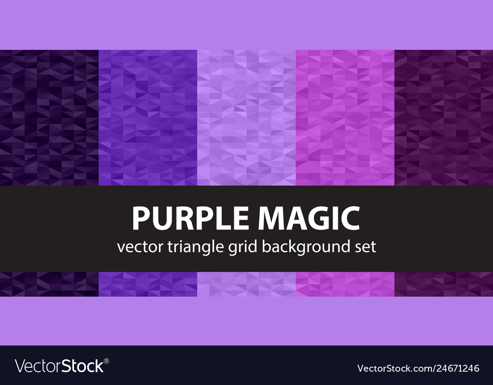 Triangle pattern set purple magic seamless Vector Image