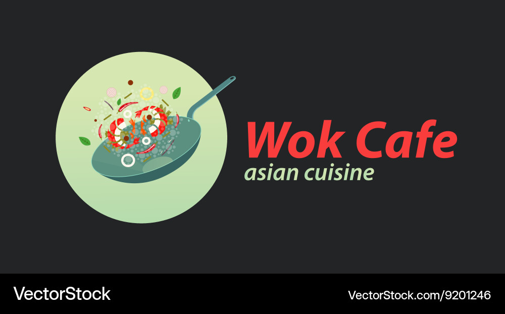 Wok cafe logo template asian cuisine Royalty Free Vector