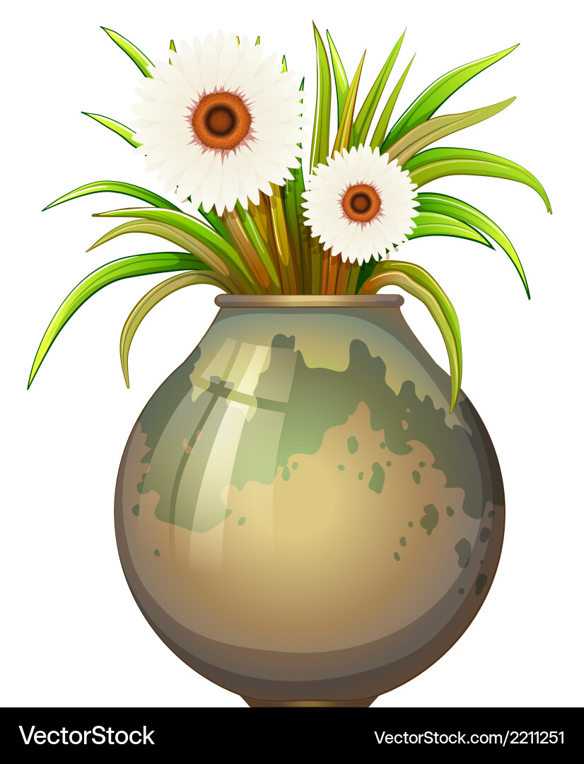 A flowering plant in big pot Royalty Free Vector Image