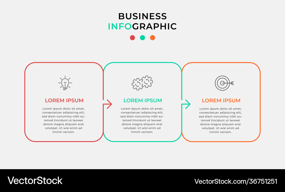 Business infographics timeline with 3 steps Vector Image