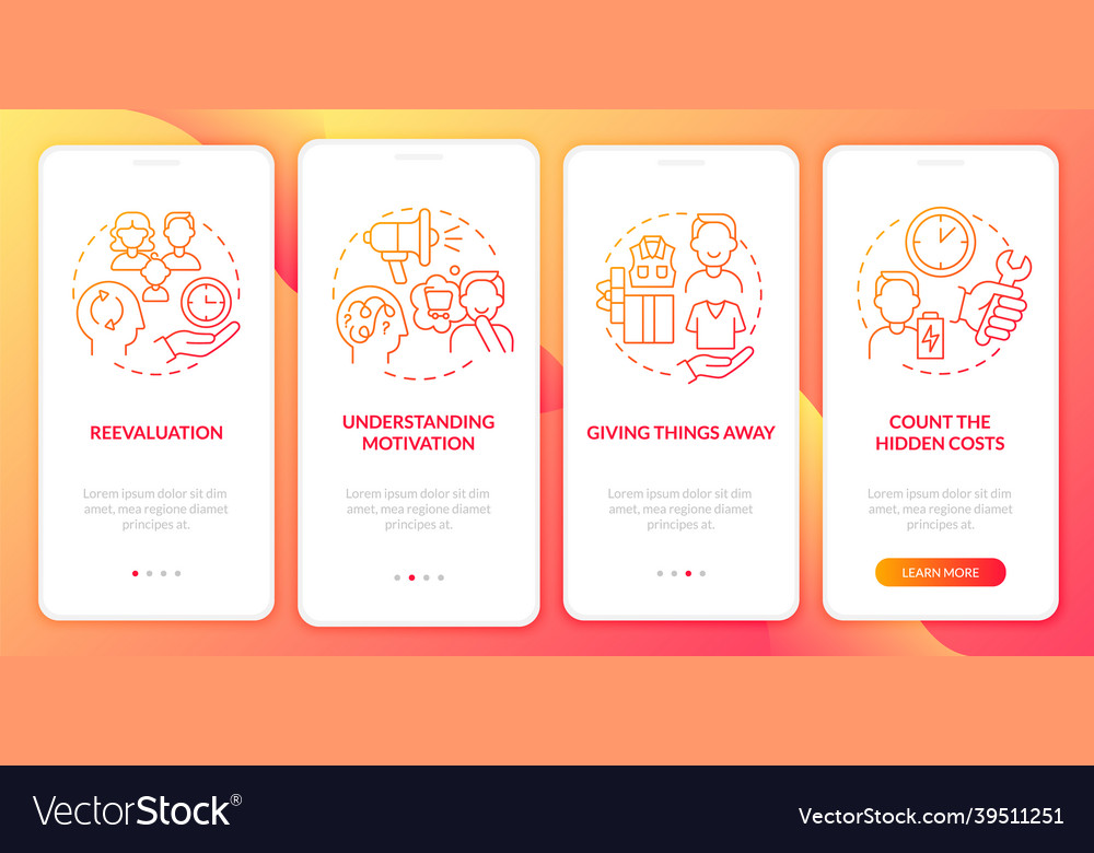 Challenging consumerism red gradient onboarding Vector Image Challenging consumerism red gradient onboarding Vector Image