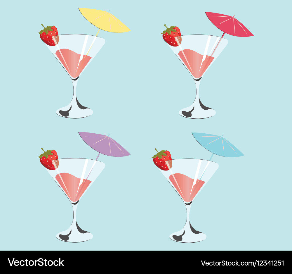 Cocktails with strawberries Royalty Free Vector Image