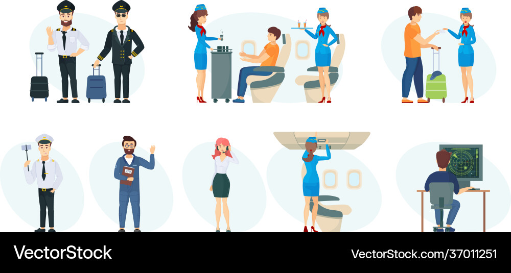 Commercial flight board crew air traffic Vector Image
