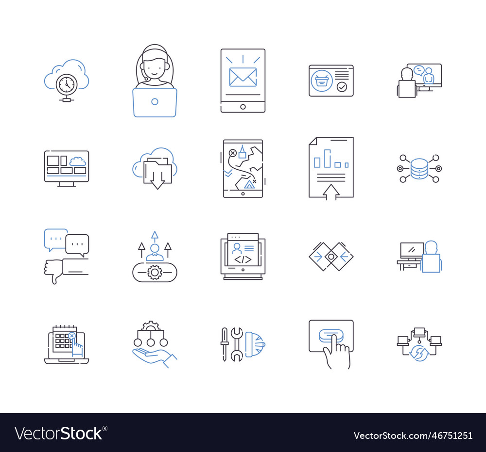 Digital equipment outline icons collection Vector Image