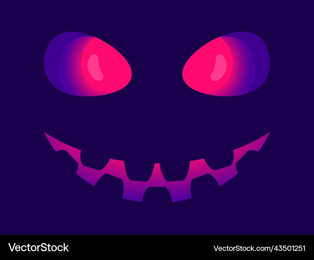 Halloween scary face with glowing eyes evil scary Vector Image