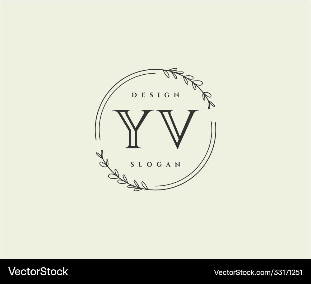 Initial yv beauty monogram and elegant logo design