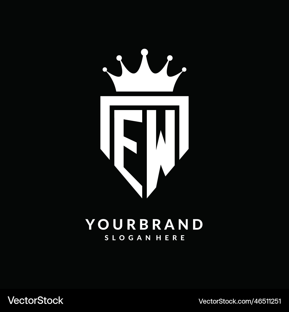 Letter ew logo monogram emblem style with crown Vector Image