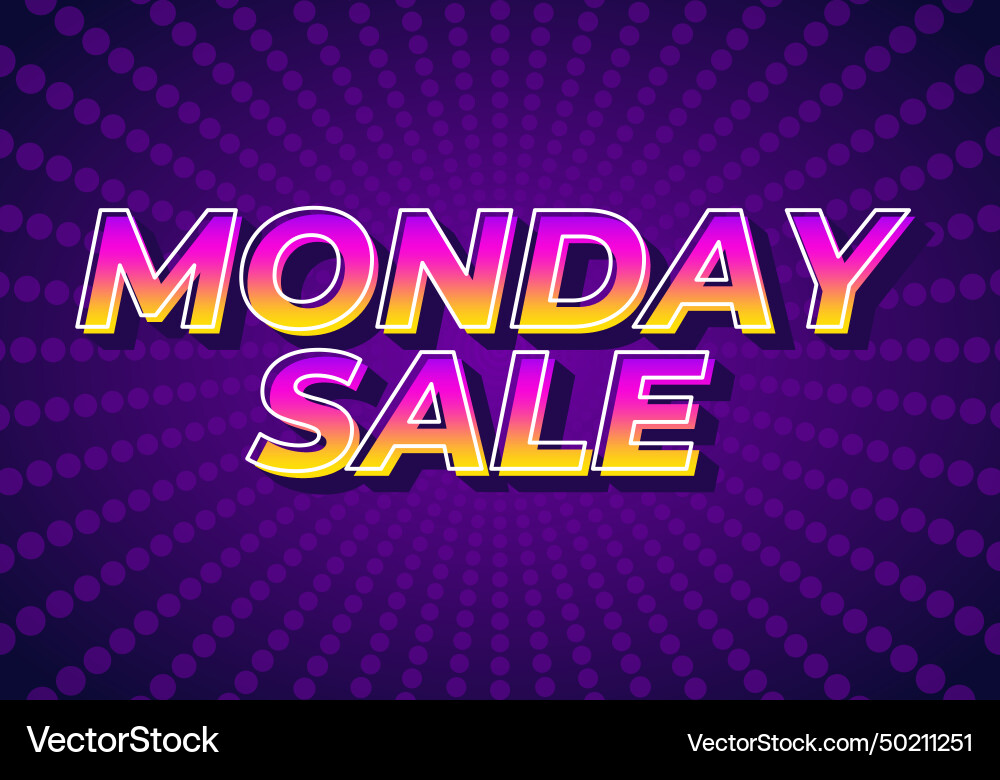 Monday sale text effect in 3d style with eye Vector Image