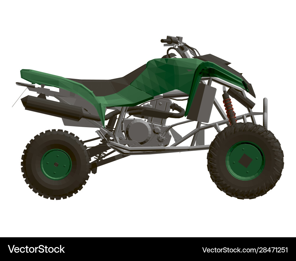 Polygonal green atv isolated on a white background