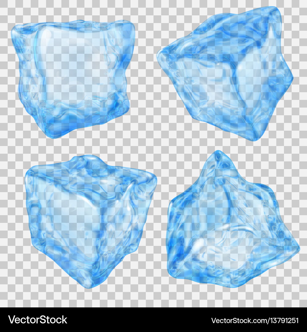 Set of transparent light blue ice cube Royalty Free Vector