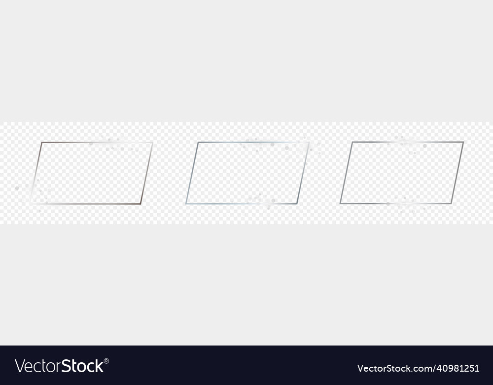 Silver glowing rectangular shape frame Royalty Free Vector