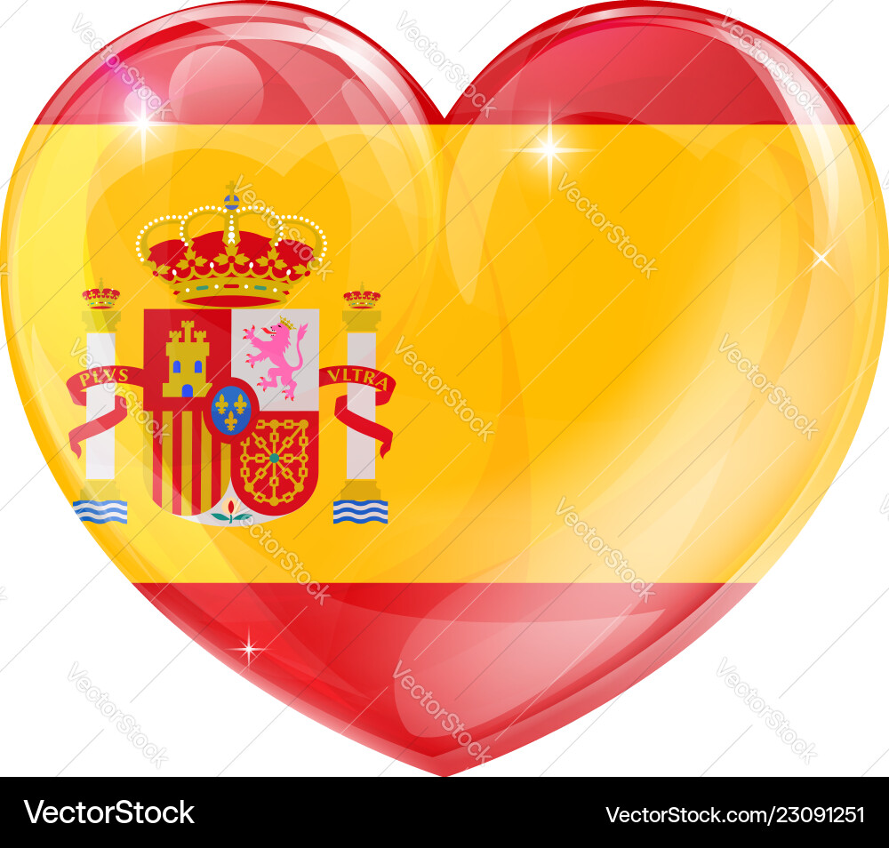 Spain flag love heart Royalty Free Vector Image