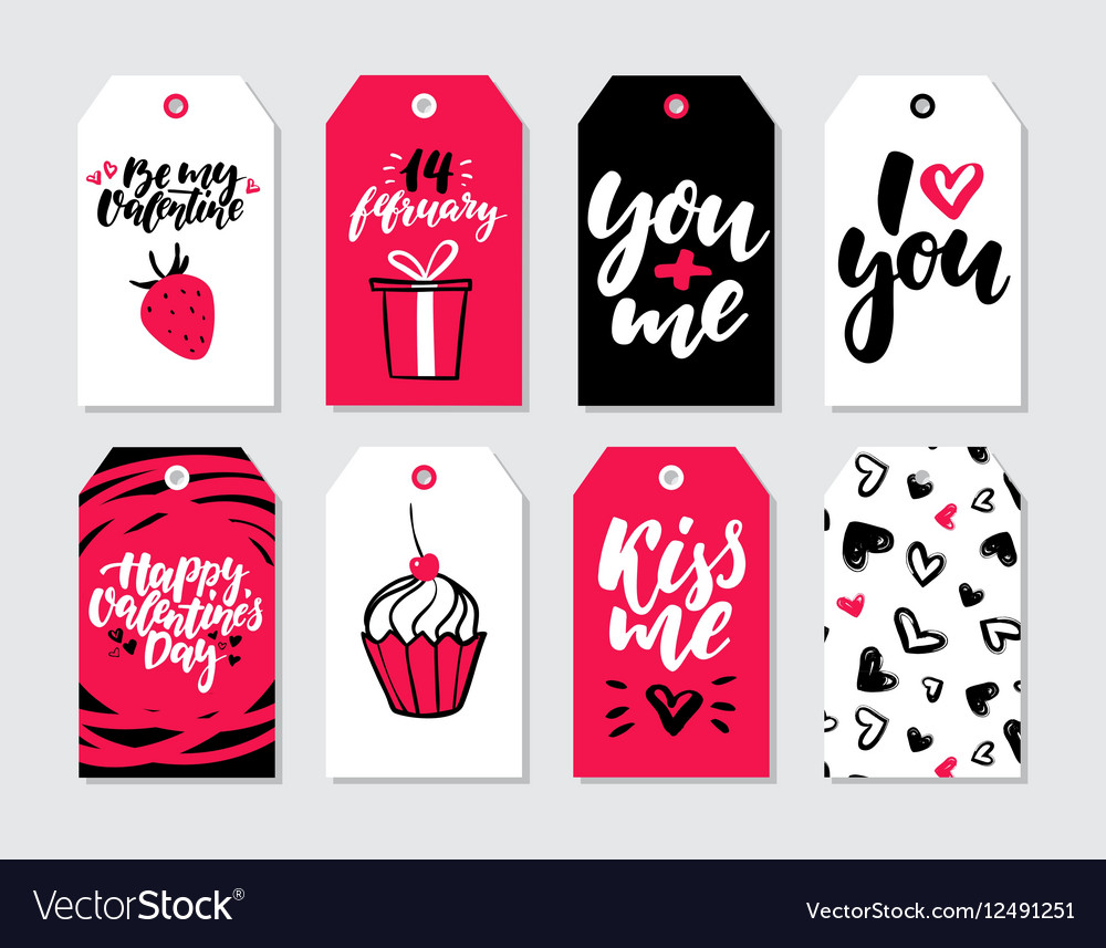Valentines day gift tag set Collection of Vector Image