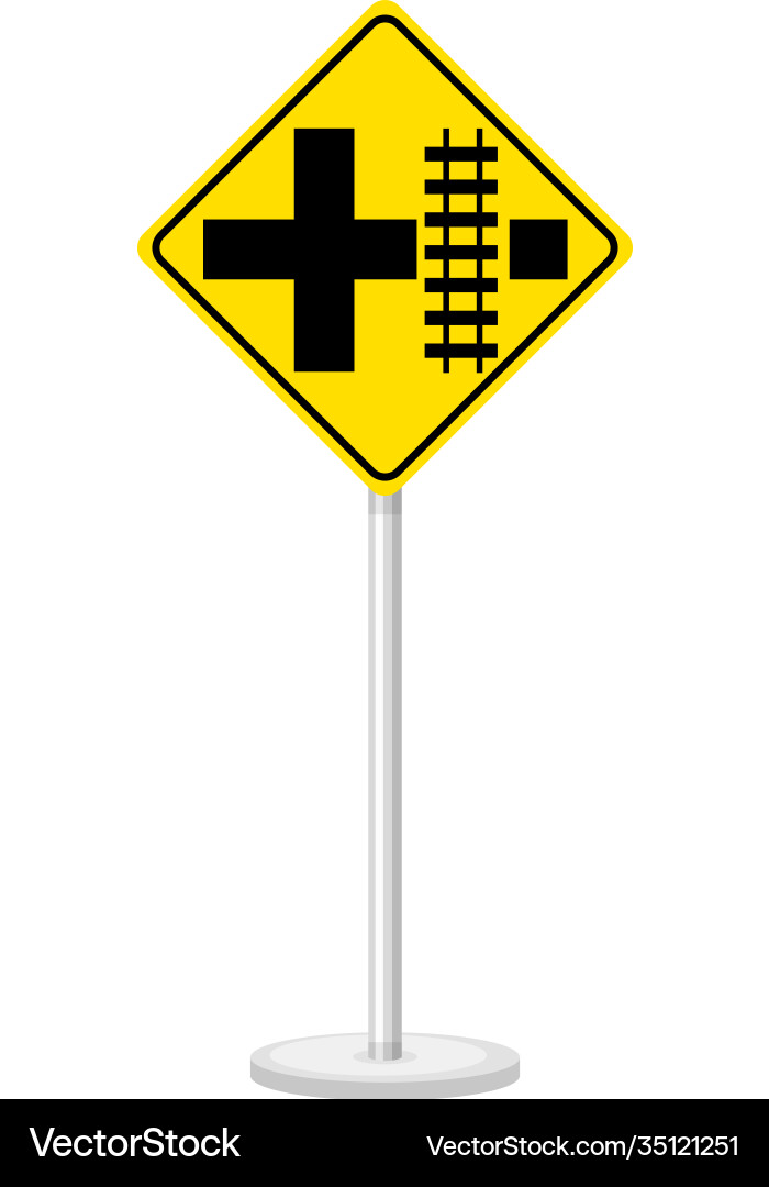 Yellow traffic warning sign on white background Vector Image