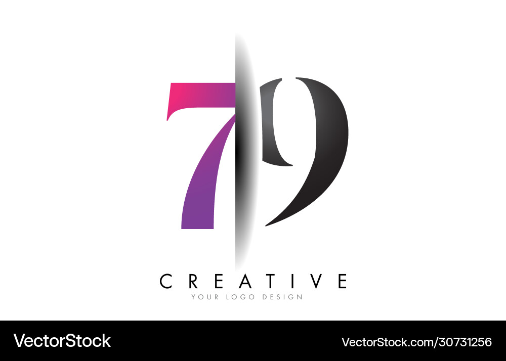 79 7 9 grey and pink number logo with creative Vector Image