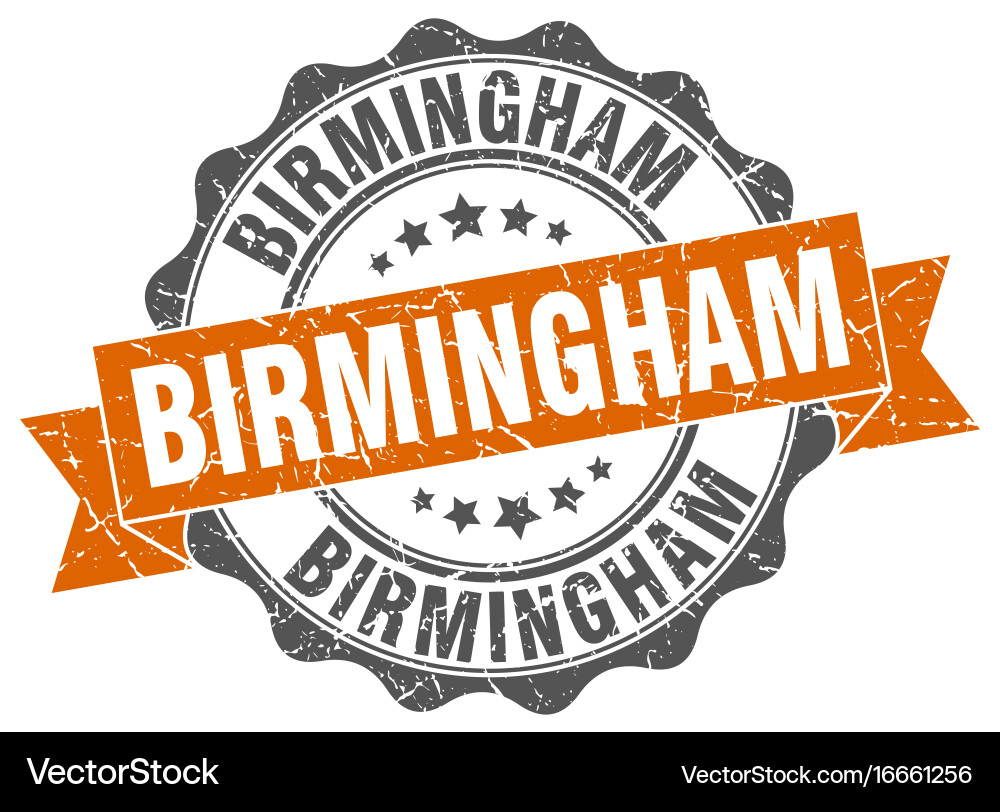 Birmingham round ribbon seal Royalty Free Vector Image