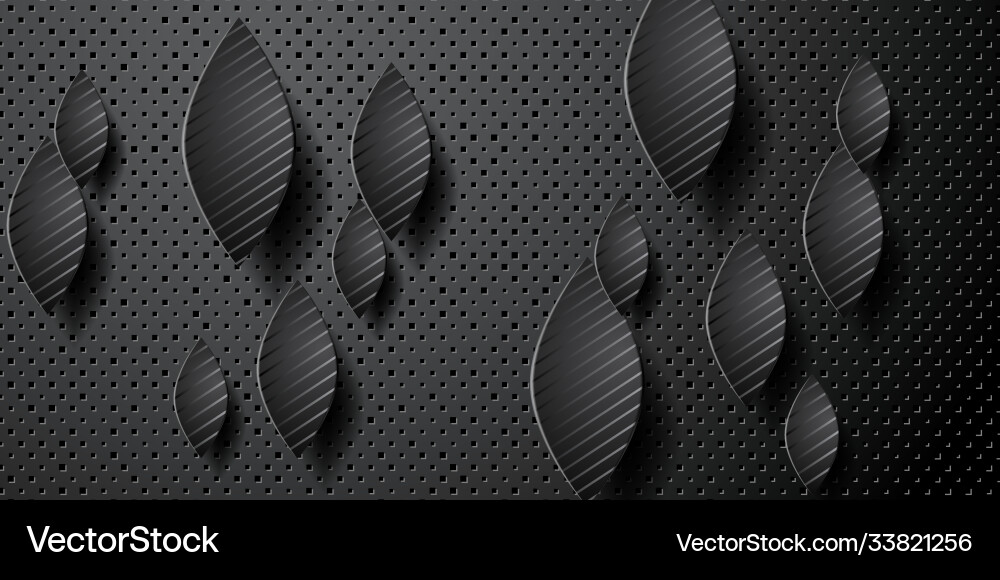 Black background with paper cut out shapes Vector Image