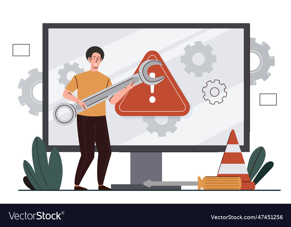 Computer troubleshooting concept Royalty Free Vector Image Computer troubleshooting concept Royalty Free Vector Image