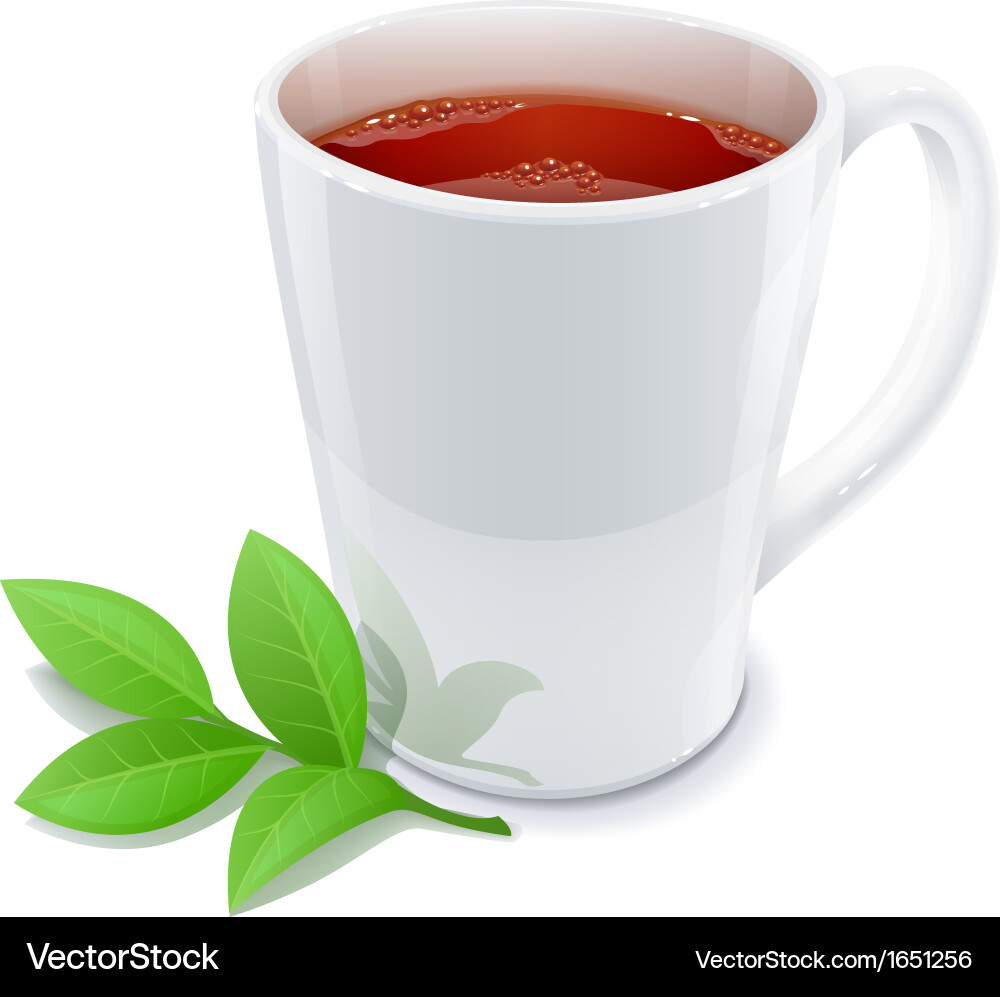 Cup of tea with green Royalty Free Vector Image
