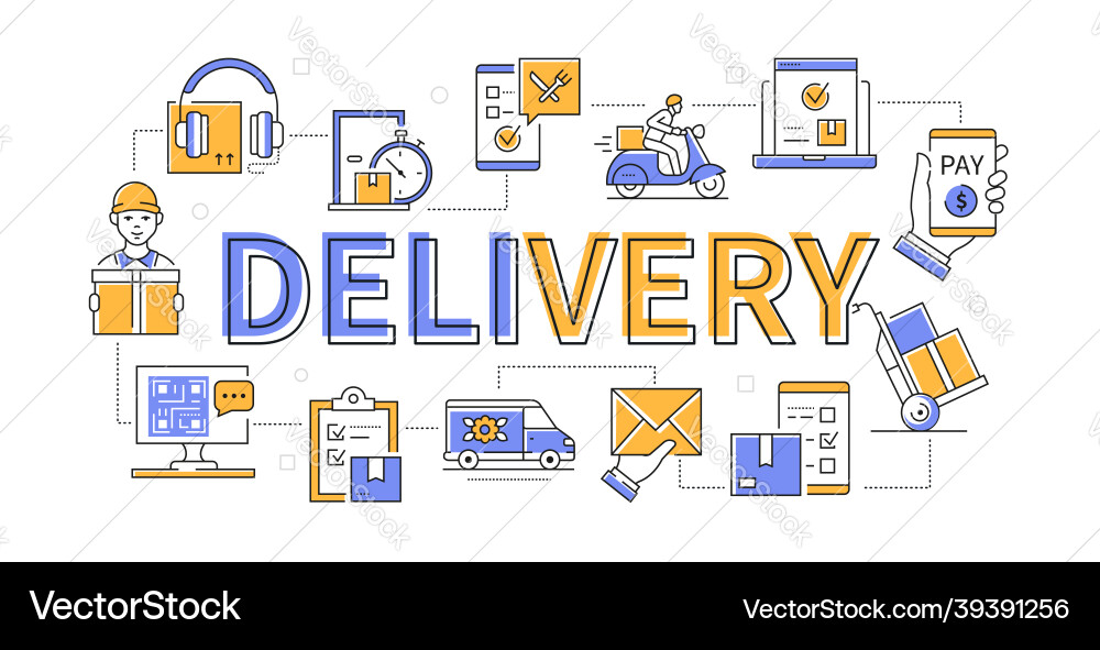 Delivery - line design style modern banner Vector Image