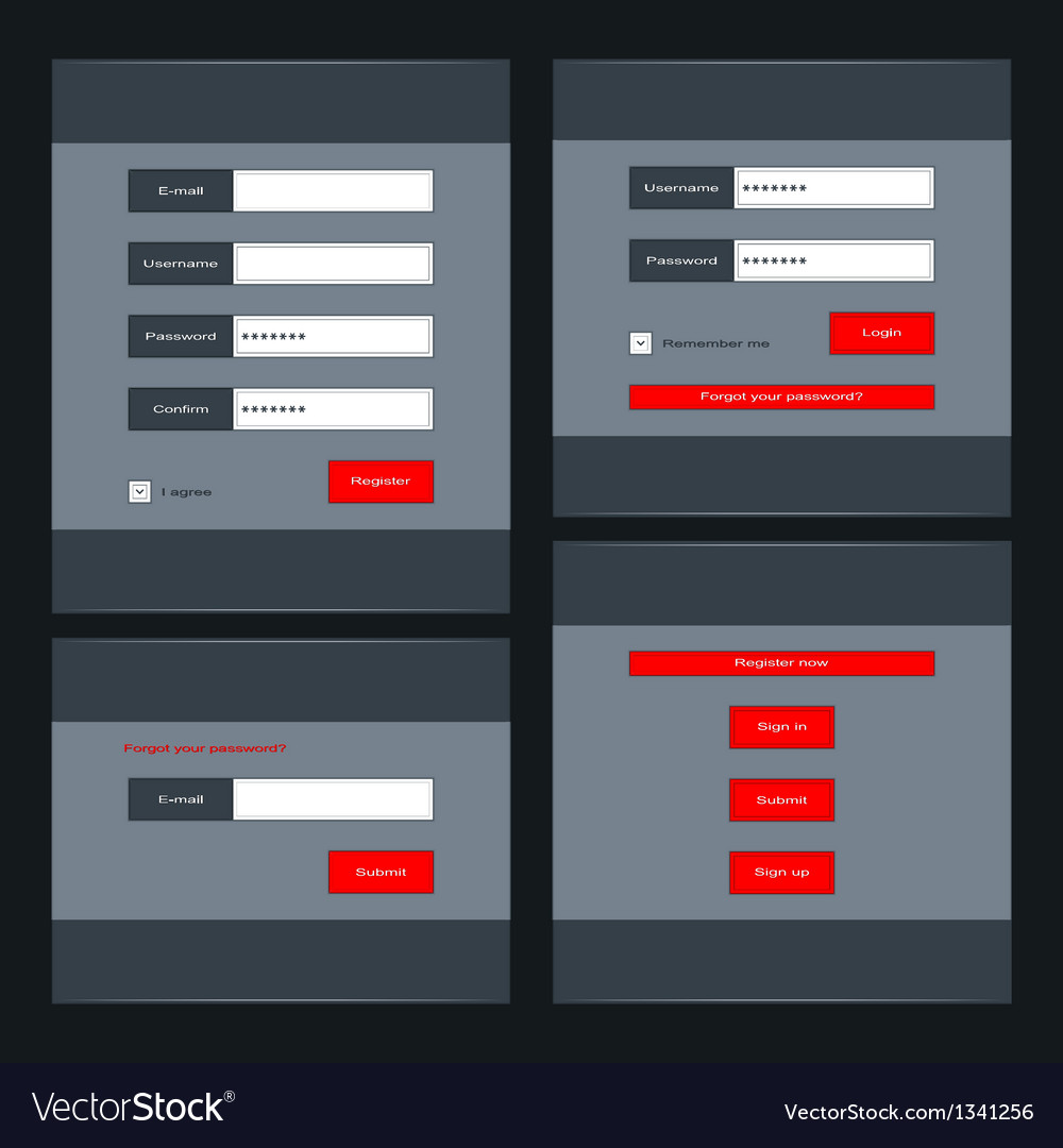 Forms for login Royalty Free Vector Image - VectorStock