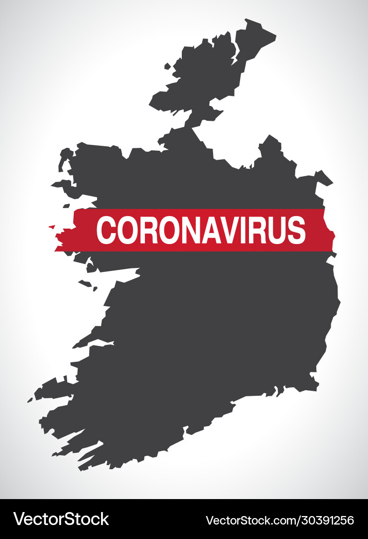 Ireland map with coronavirus warning Royalty Free Vector