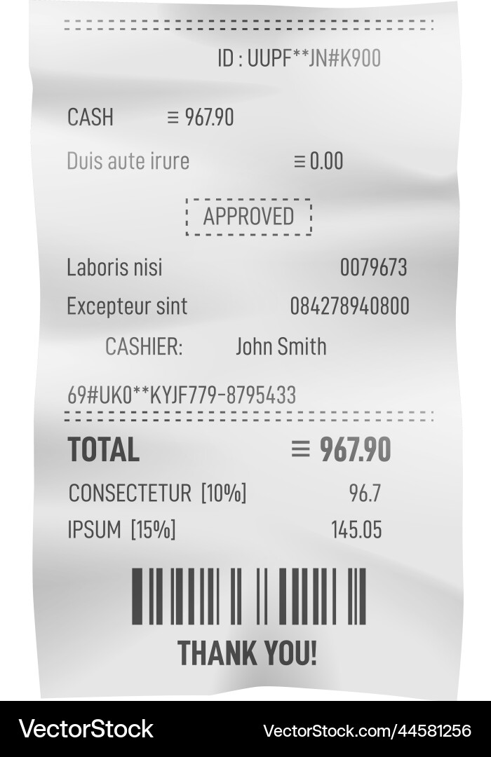 Paper receipt mockup realistic retail check bill Vector Image