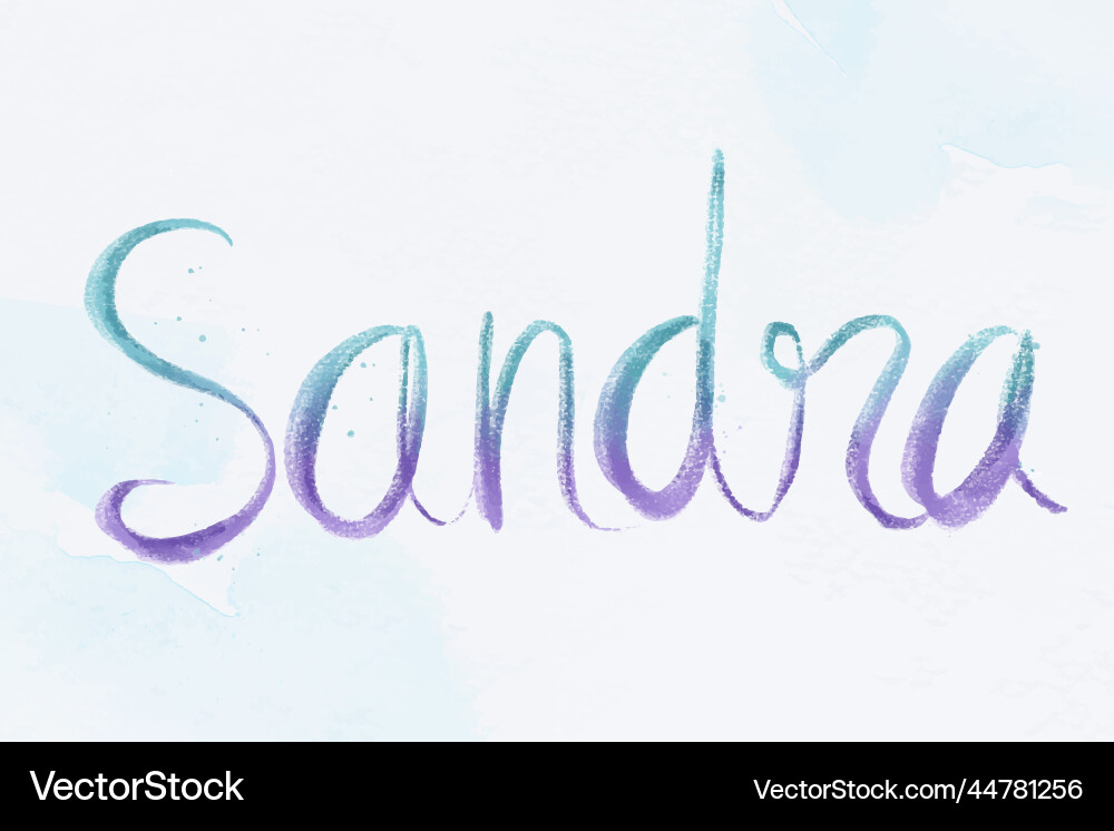 Sandra female name calligraphy font Royalty Free Vector